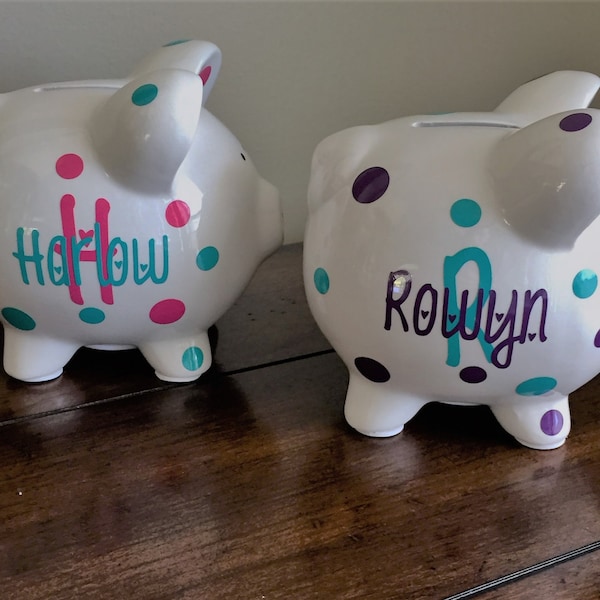 Polka Dot Piggy Bank - Etsy