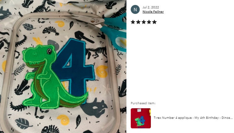 T-rex Number 4 Applique My 4th Birthday Dinosaur Applique - Etsy