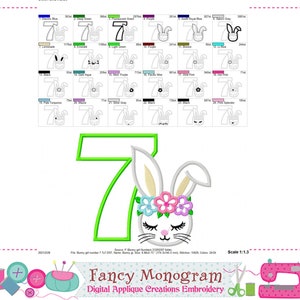 Easter Bunny Numbers Applique Bunny Girl Numbers Design Easter Numbers ...