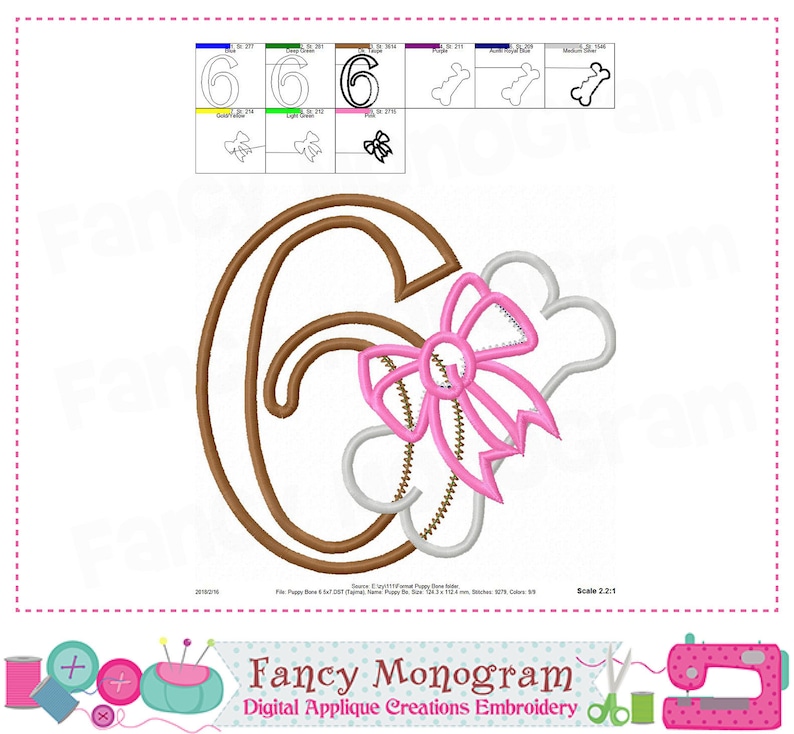 Puppy Birthday Numbers Embroidery Dog Bone Numbers Applique | Etsy