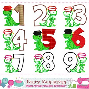 Graduation Numbers Applique Design T-rex Numbers Embroidery - Etsy