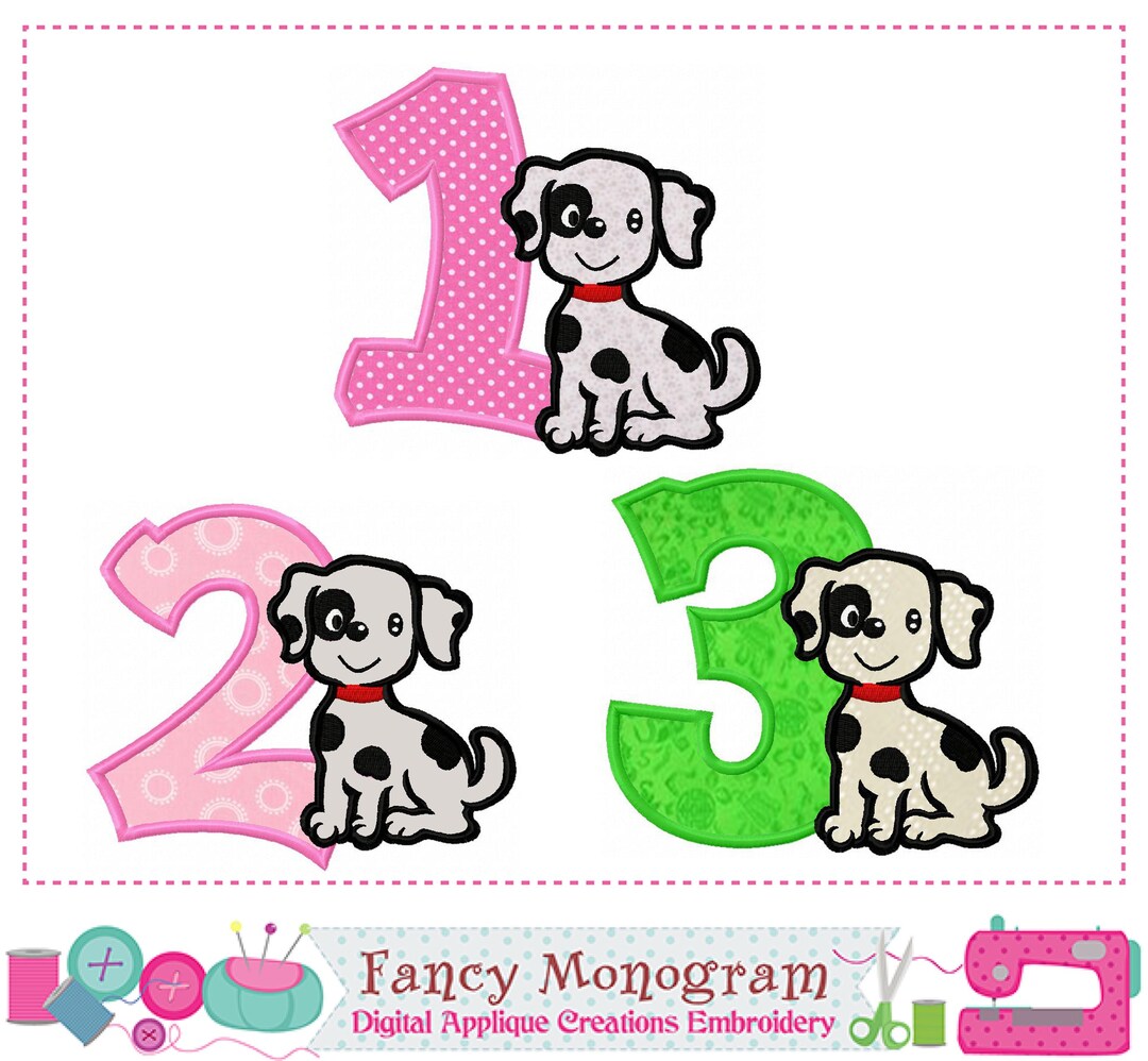 Embroidered Dalmatian Numbers - Fun Puppy Birthday Decor -2062 - Etsy