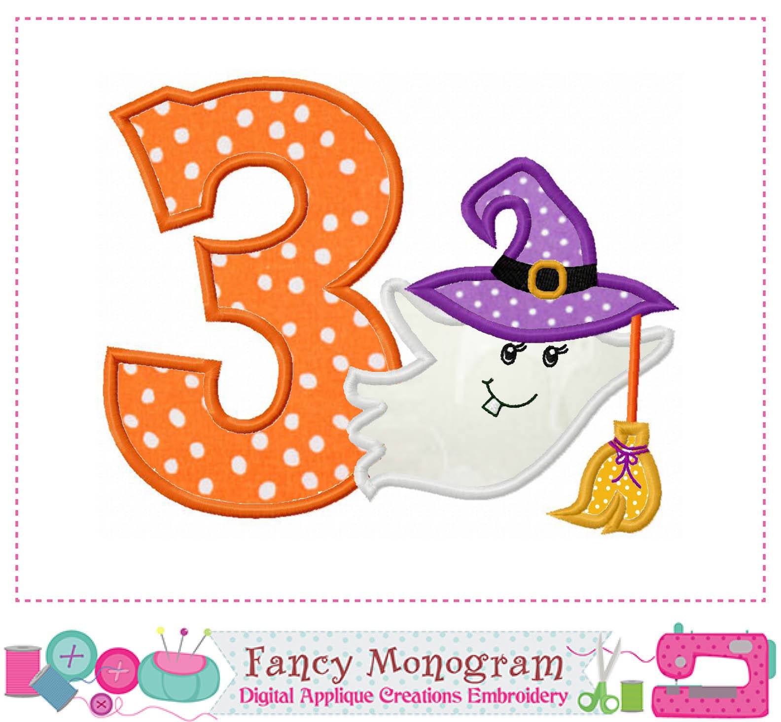 Witch Ghost numbers applique Halloween Numbers embroidery | Etsy
