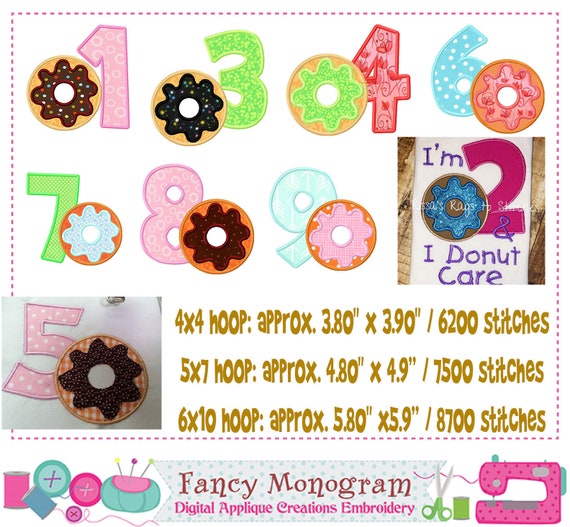 Donut Numbers Applique Birthday Numbers Embroidery Donut | Etsy