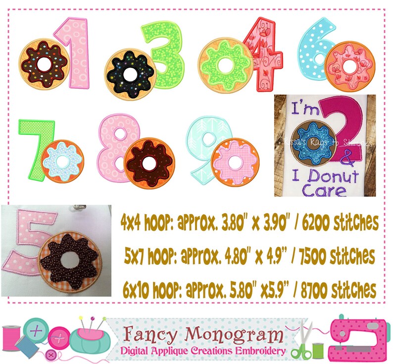 Donut Numbers Applique Birthday Numbers Embroidery Donut | Etsy