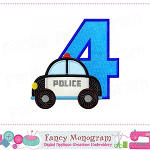 Police Car Numbers Applique Embroidery Design Birthday Party Numbers ...