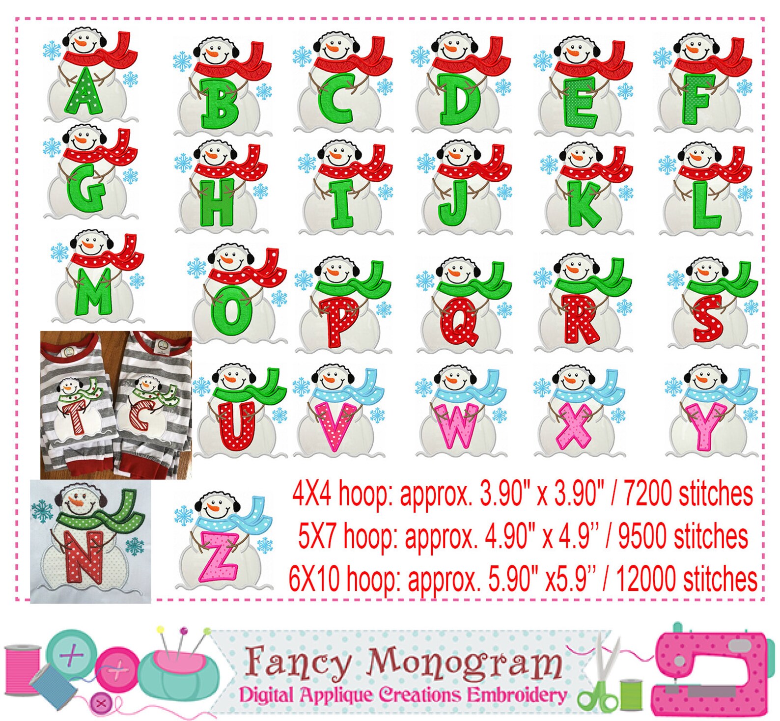 Snowman Alphabet Design Christmas Letters Applique Winter - Etsy