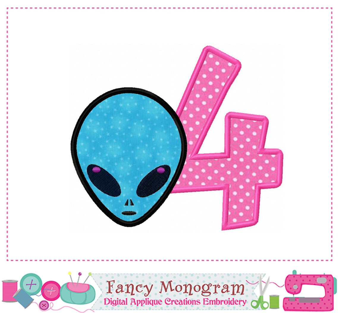 Alien Numbers Applique Alien Numbers Embroidery Alien - Etsy