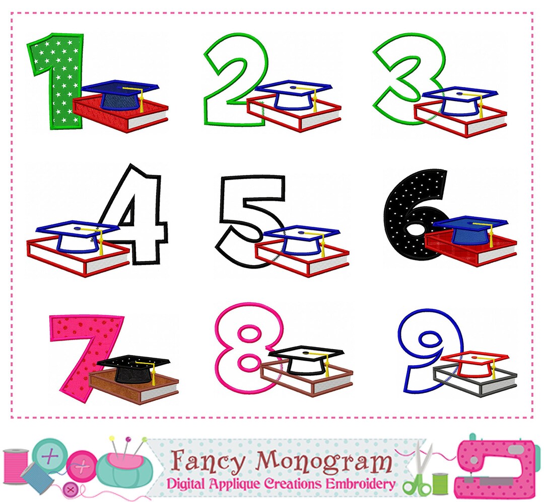 Graduation Numbers Applique Embroidery Design (digital Download) 2167 ...