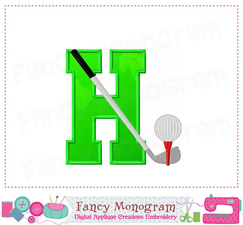 Golf Alphabet Fonts for Machine Embroidery - Monogram Applique Letters ...