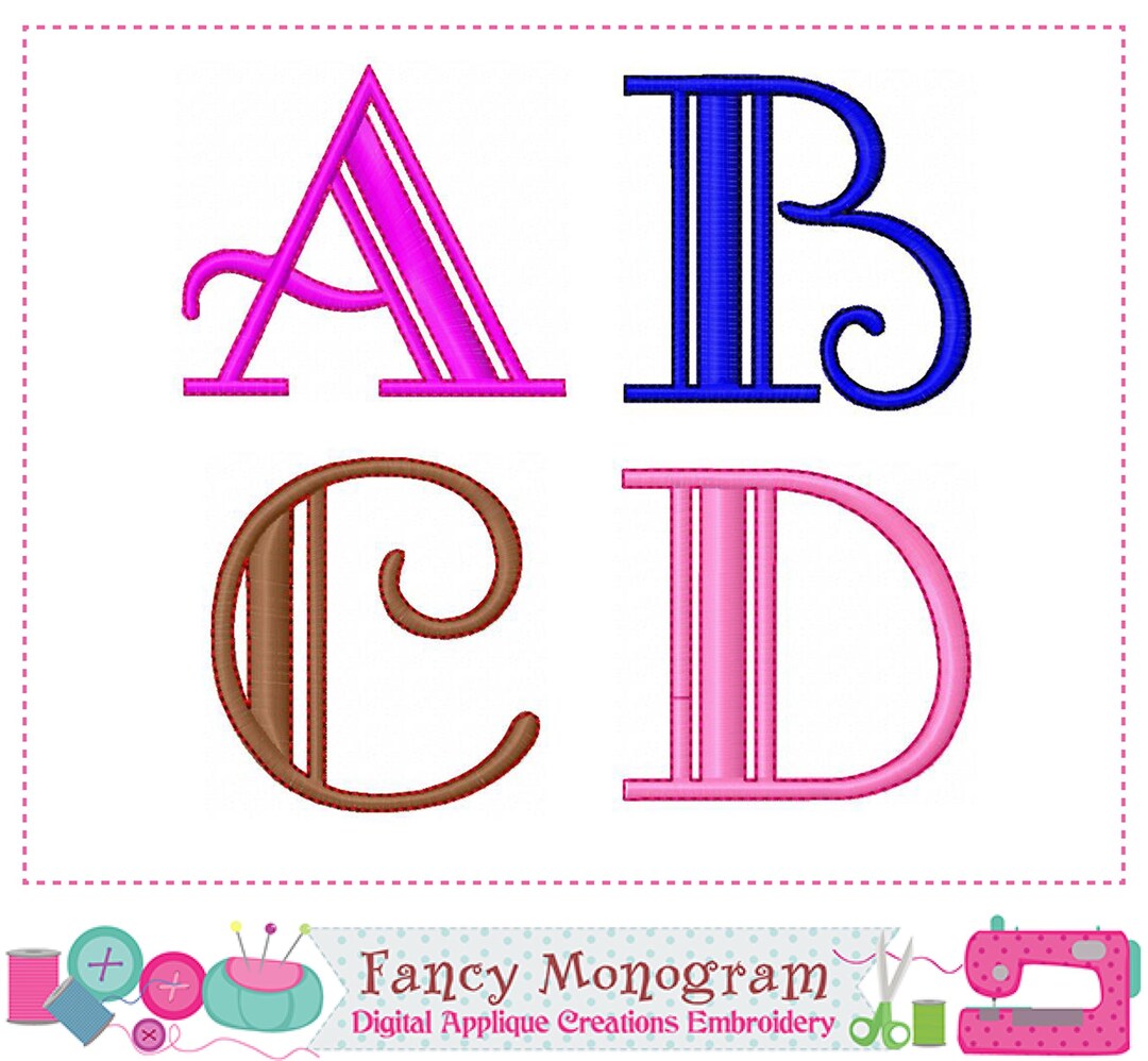 Font Embroidery - Custom Alphabet Stitch Design - Machine Embroidery ...