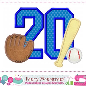 Baseball Numbers 2034 Applique Embroidery Boys Birthday Party Clothes ...