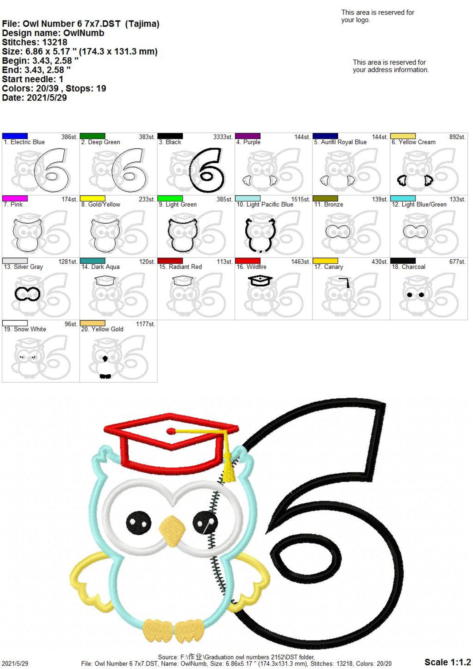 Graduation Cap Number 6 Applique School Number 6 Design My - Etsy