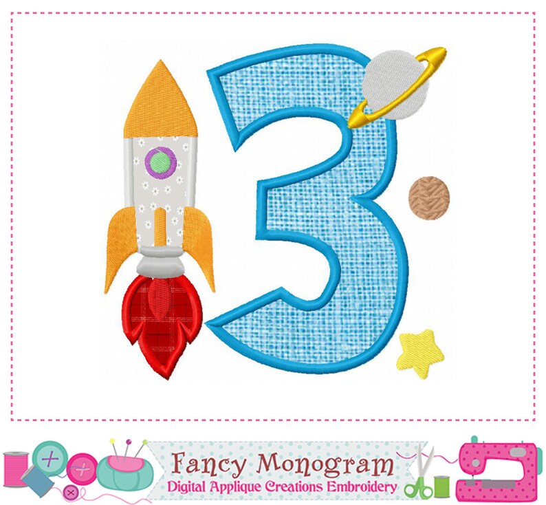 Space Ship Applique Embroidery Numbers Set (digital Download) 2265 - Etsy