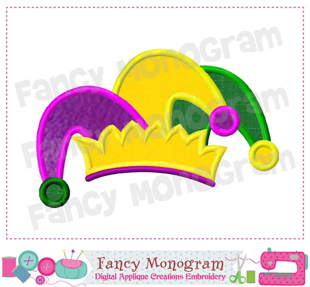 Mardi Gras Embroidery Design - Jester Hat Applique - Etsy