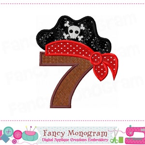 Pirate Applique Embroidery - Beach Decor Birthday Numbers for Kids ...
