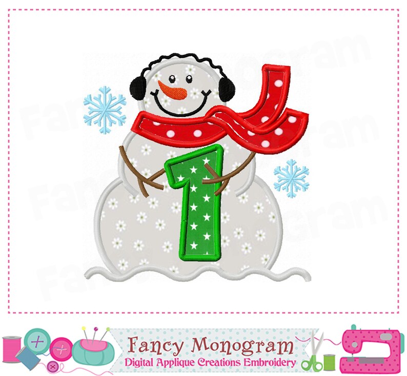 Snowman Numbers Applique Christmas Numbers Embroidery - Etsy