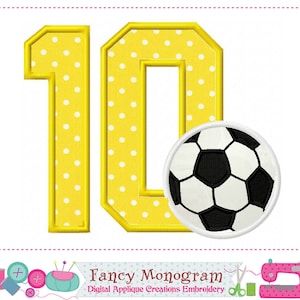 Soccer Football Numbers 011 Applique Embroidery Design School Sports ...