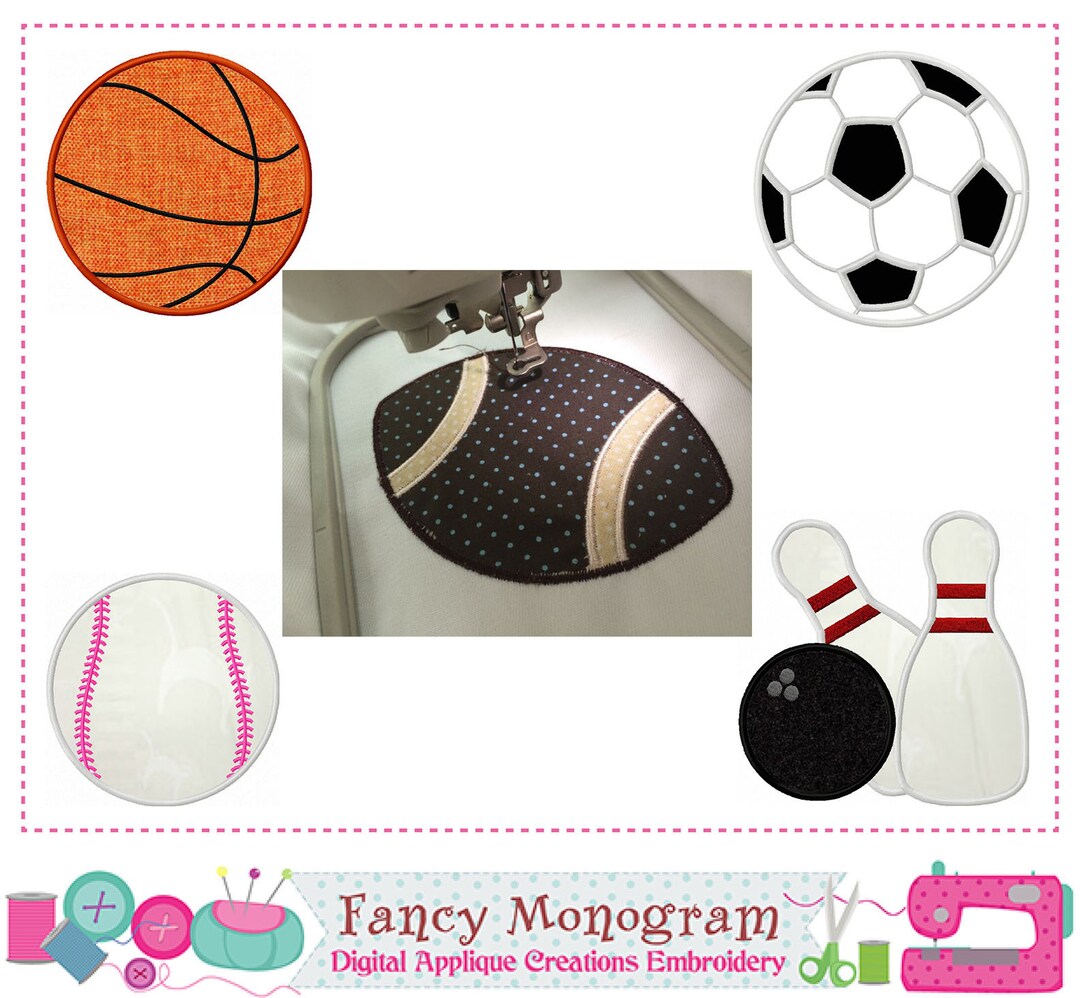 Sports Applique Bundle - Machine Embroidery Designs for Football ...