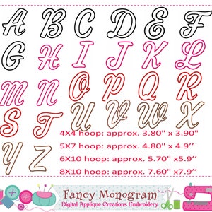 Alphabet Applique 26 Letters Upper and Lower 6 Sizes Monogram Design ...