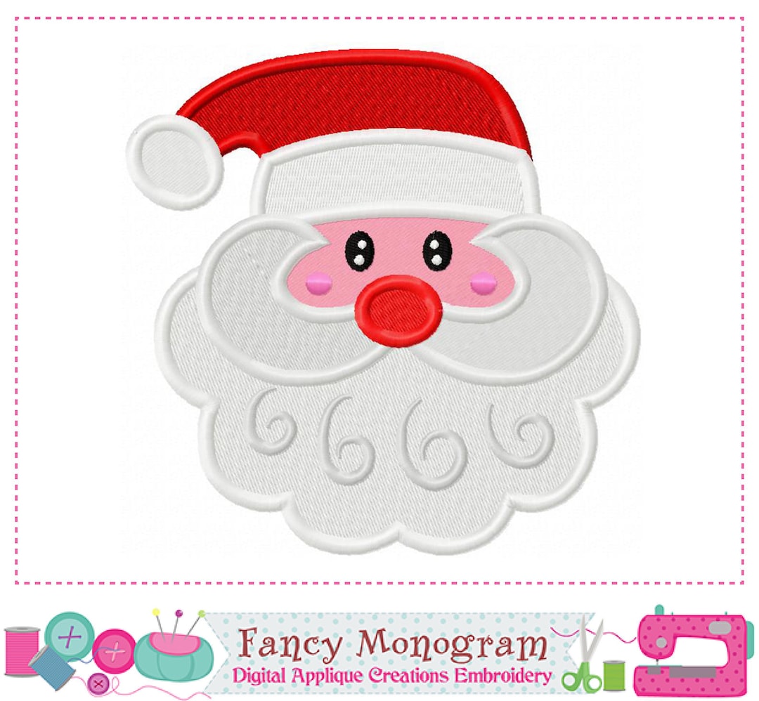 Machine Embroidery Santa Head | Christmas Design Embroidery -2212B - Etsy