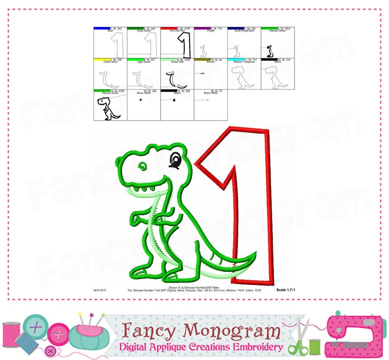 Dinosaur Number 1 Applique-my 1st Birthday-dinosaur - Etsy