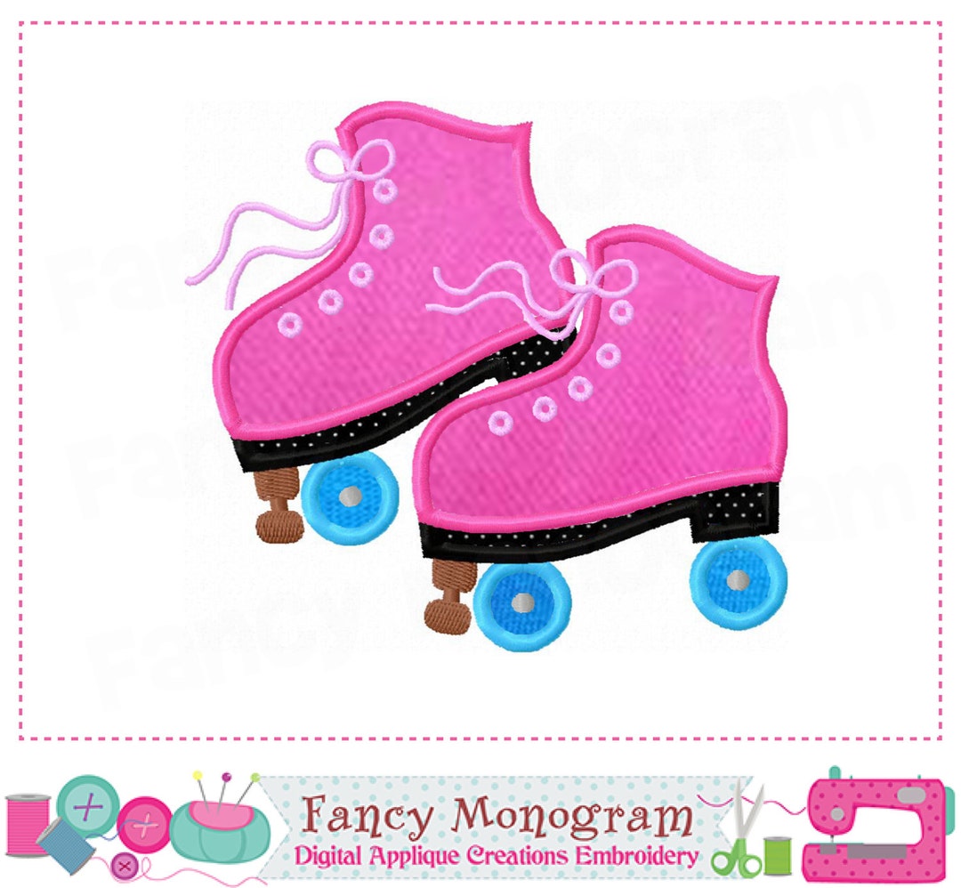 Roller Skate Applique Machine Embroidery Design - Fun Skating Patch ...
