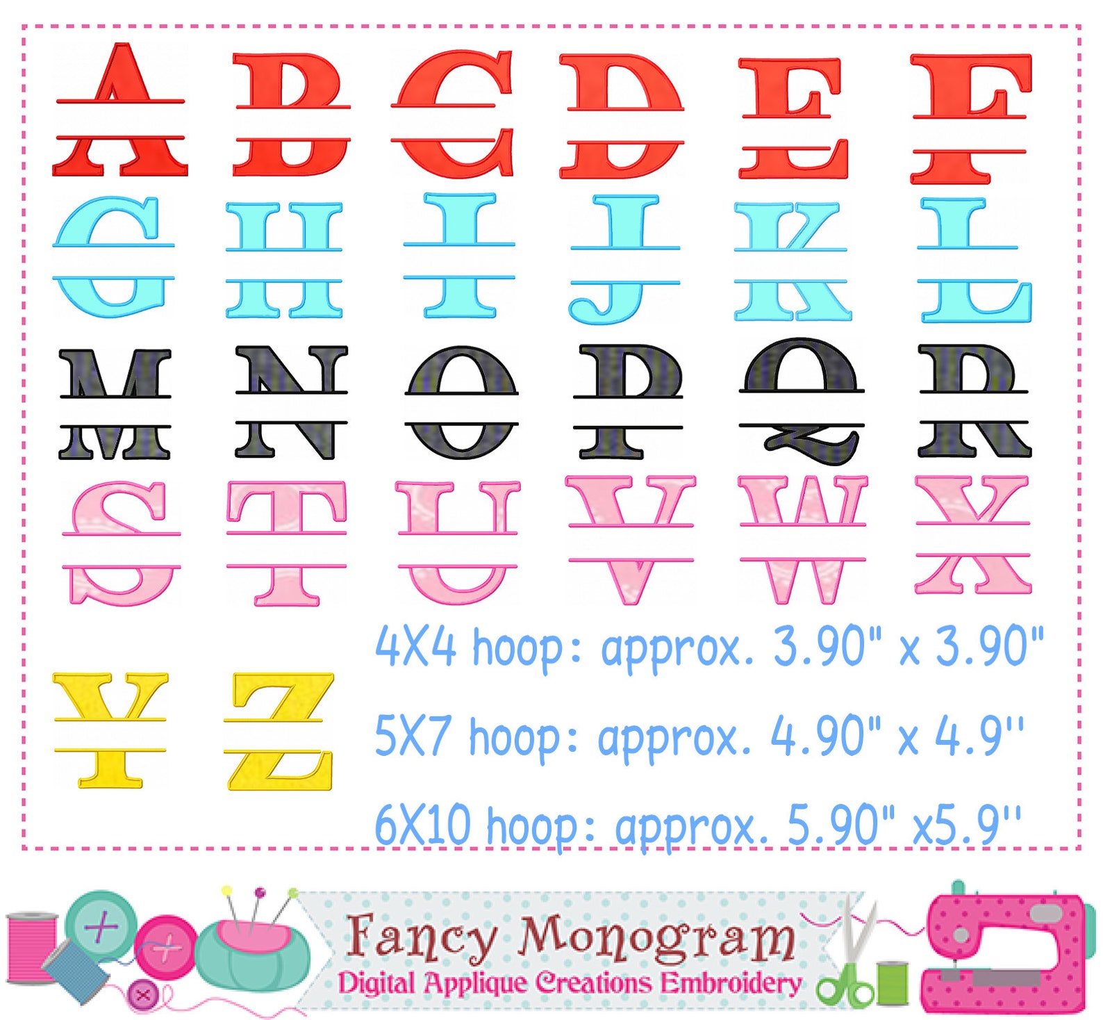 Split Alphabet Split Letters Applique Split Monogram - Etsy