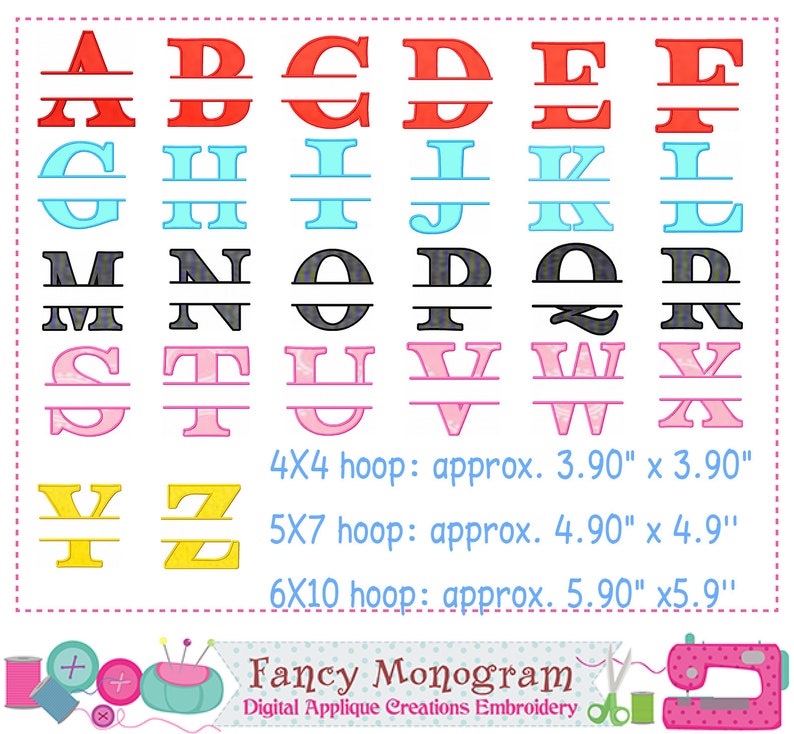 Split Alphabet Split Letters Applique Split Monogram - Etsy