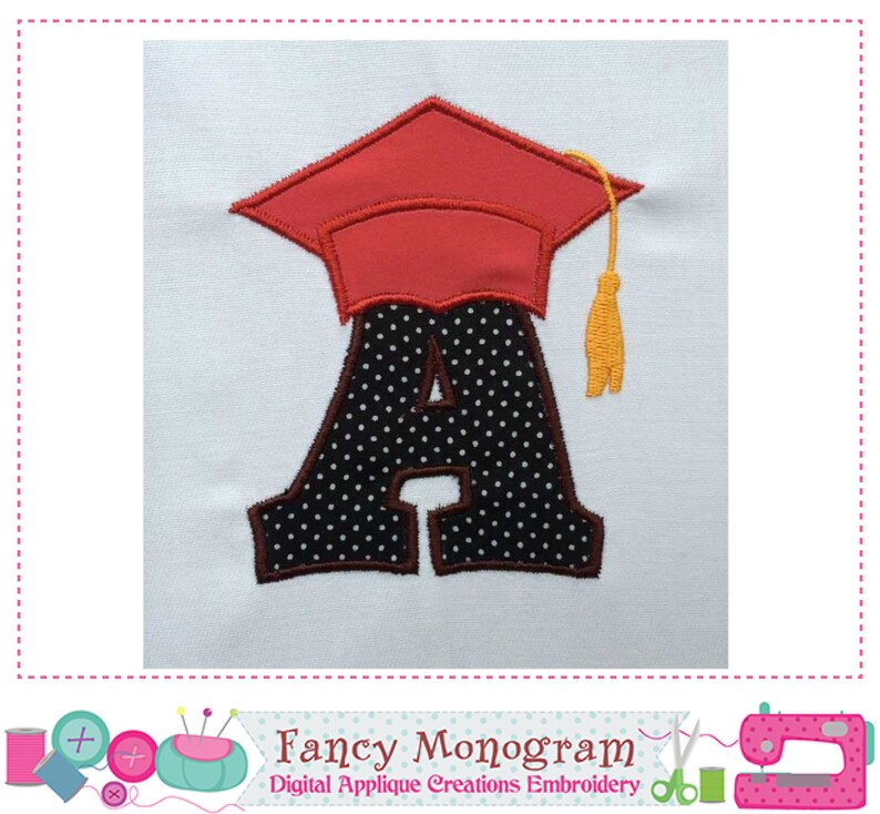 Graduation Cap Letters appliqueCommencement designGraduation | Etsy