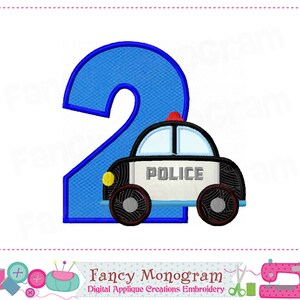 Police Car Numbers Applique Embroidery Design Birthday Party Numbers ...