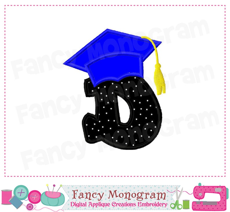 Graduation Cap Letters Applique Graduation Alphabet | Etsy