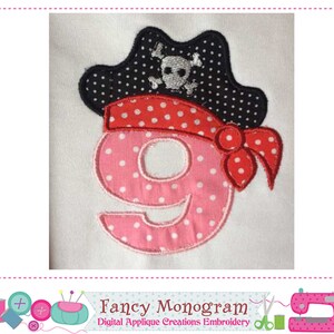 Pirate Applique Embroidery Birthday Numbers for Summer Beach Decor ...