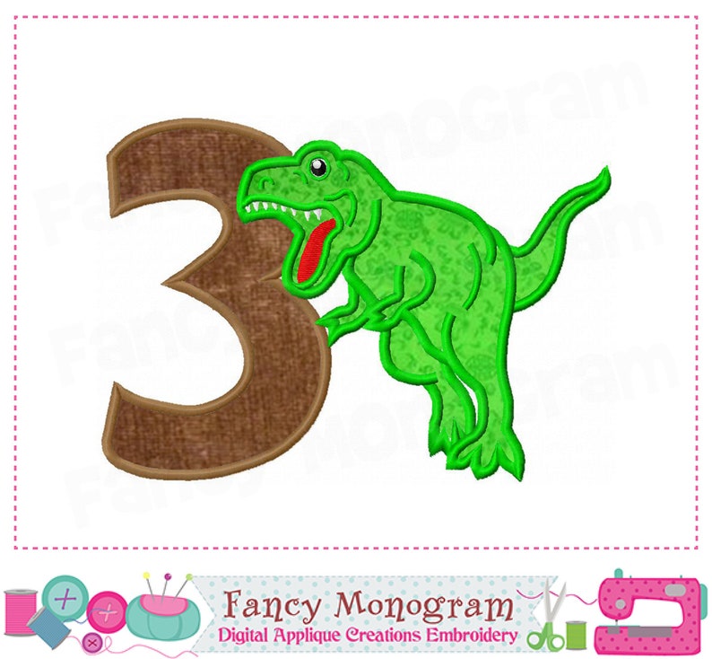 T-rex Numbers Embroidery T-rex Numbers Applique Dinosaur - Etsy