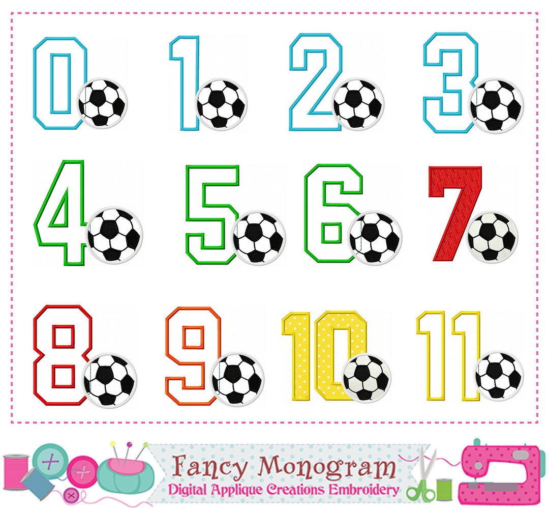 Soccer Football Numbers Applique Embroidery Design Back to School ...