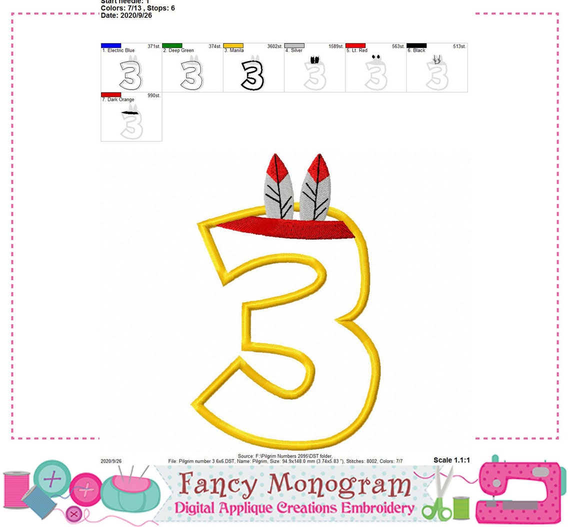 Thanksgiving Numbers Applique Pilgrim Numbers Embroidery | Etsy