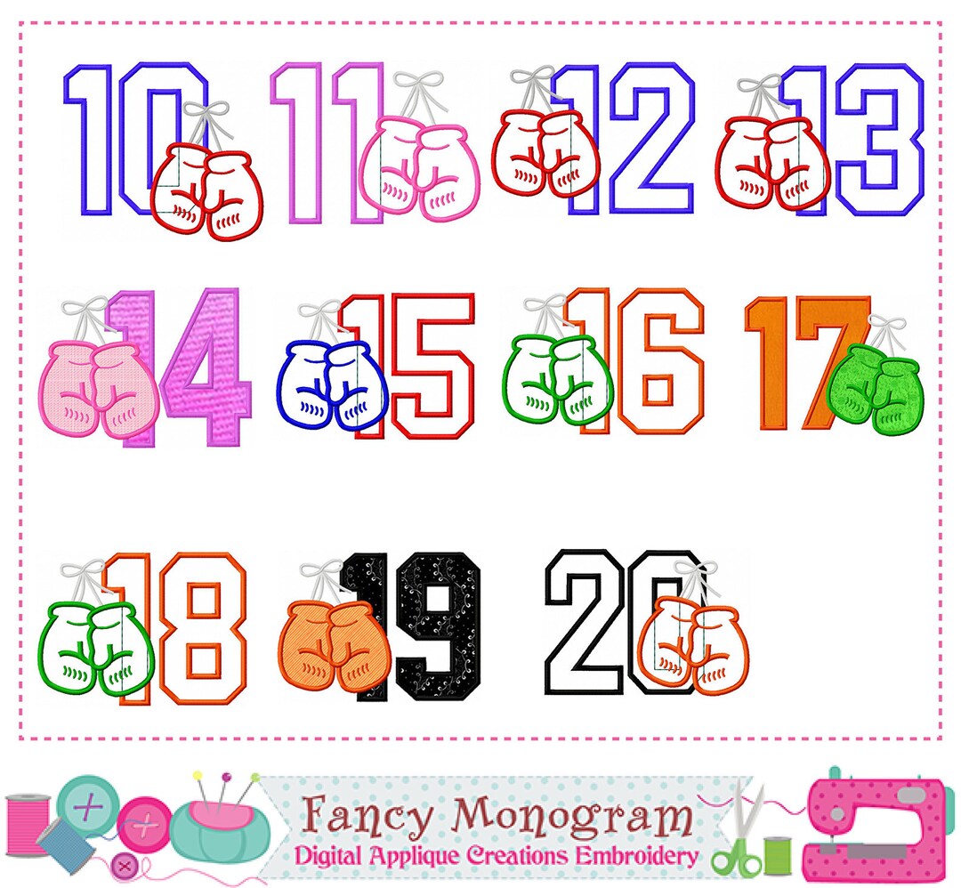 Machine Embroidery Numbers Boxing Design, Birthday Applique Embroidery ...