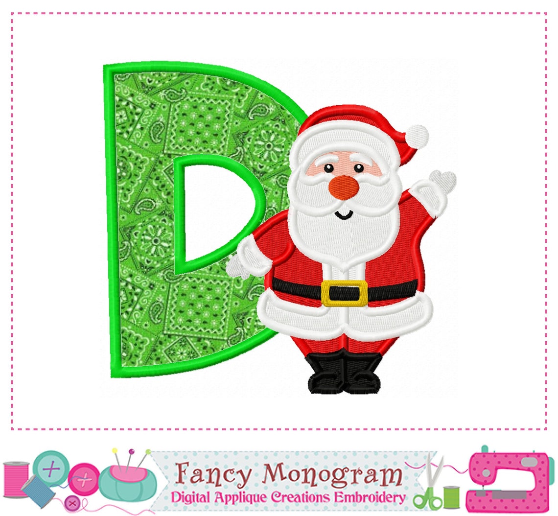Santa Alphabet Embroidery Design Christmas Monograms - Etsy