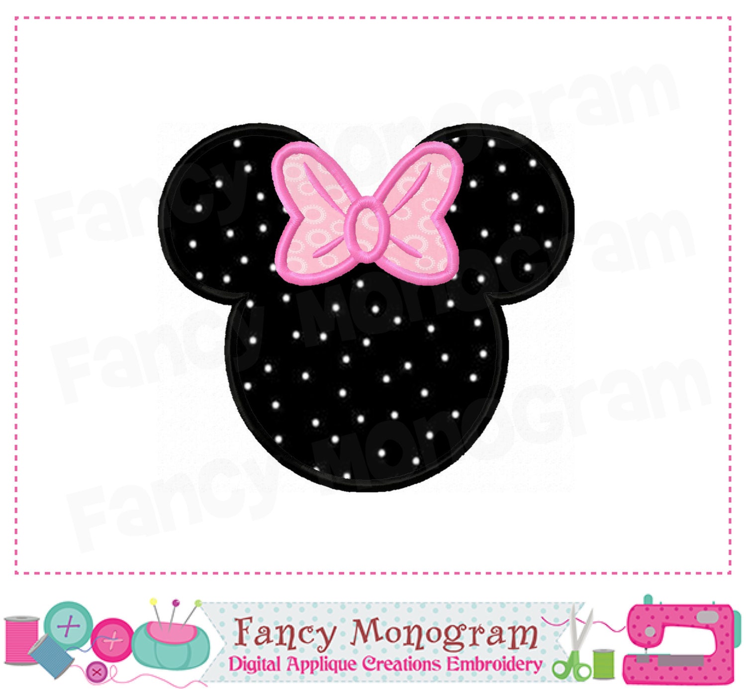 Minnie Mouse Bow Applique Embroidery Design Pattern - Machine ...