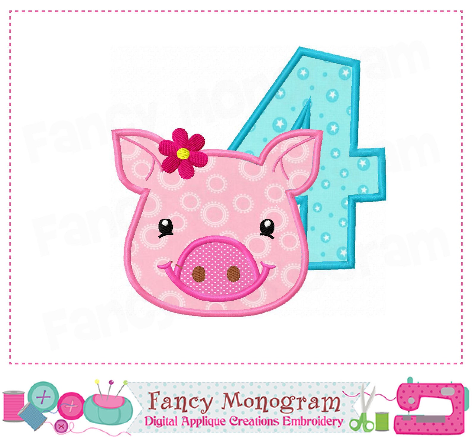 Piggy Numbers Applique Birthday Numbers Embroidery Piggy - Etsy