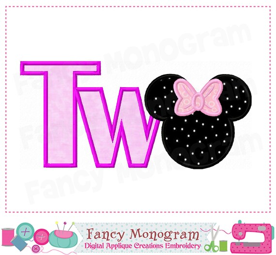 TWO Applique Minnie Applique My 2nd Birthday TWO - Etsy