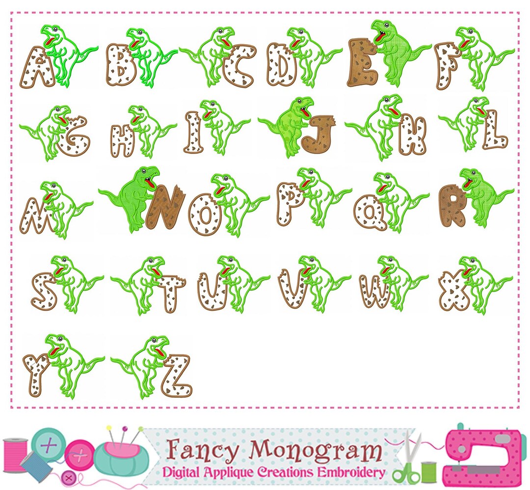 T-rex Dinosaur Machine Embroidery Fonts Applique Design - Cookies ...