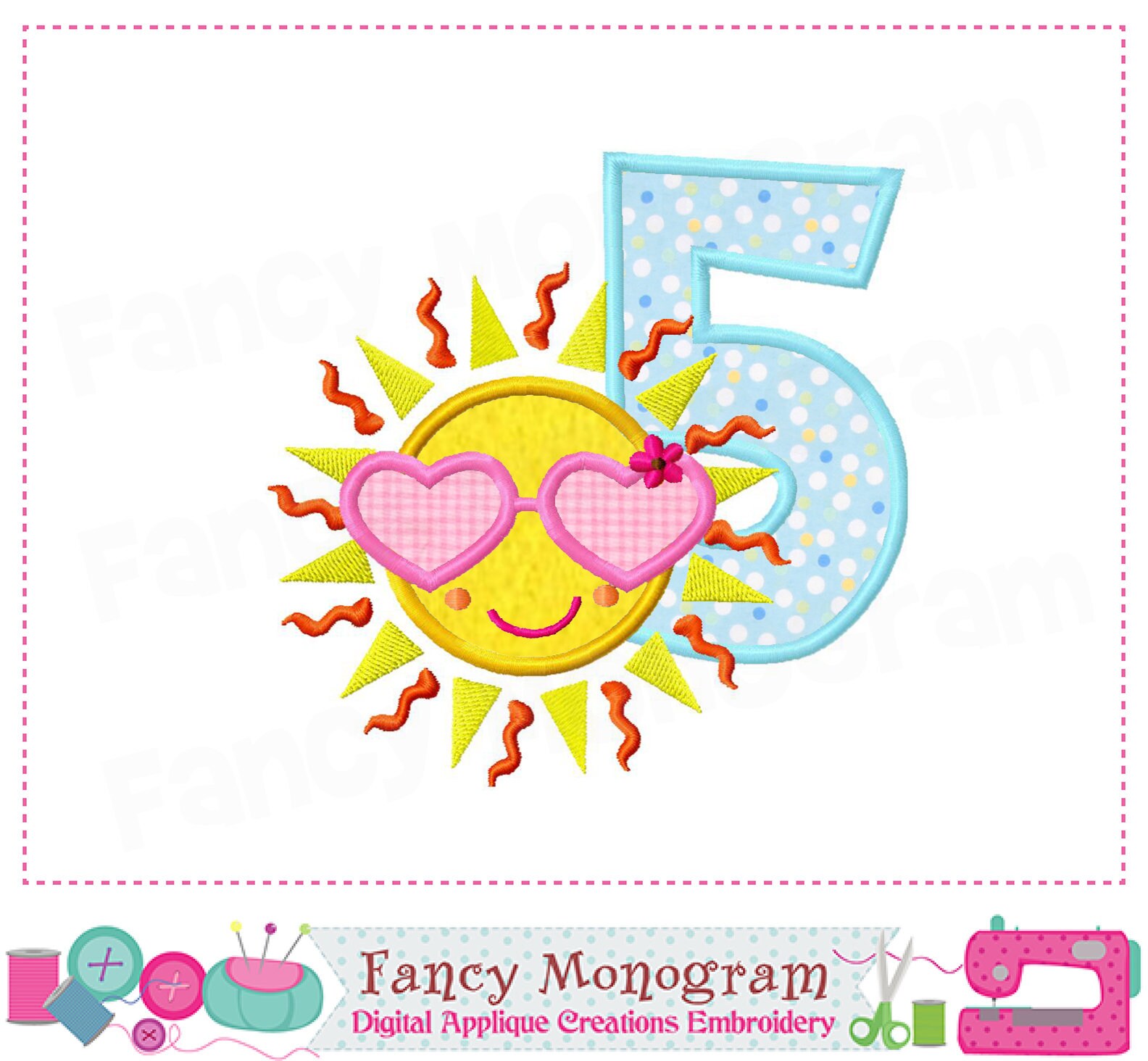 Sun Numbers applique Summer Numbers embroidery Birthday | Etsy