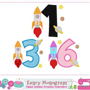 Space Ship Applique Embroidery Numbers Set (digital Download) 2265 - Etsy