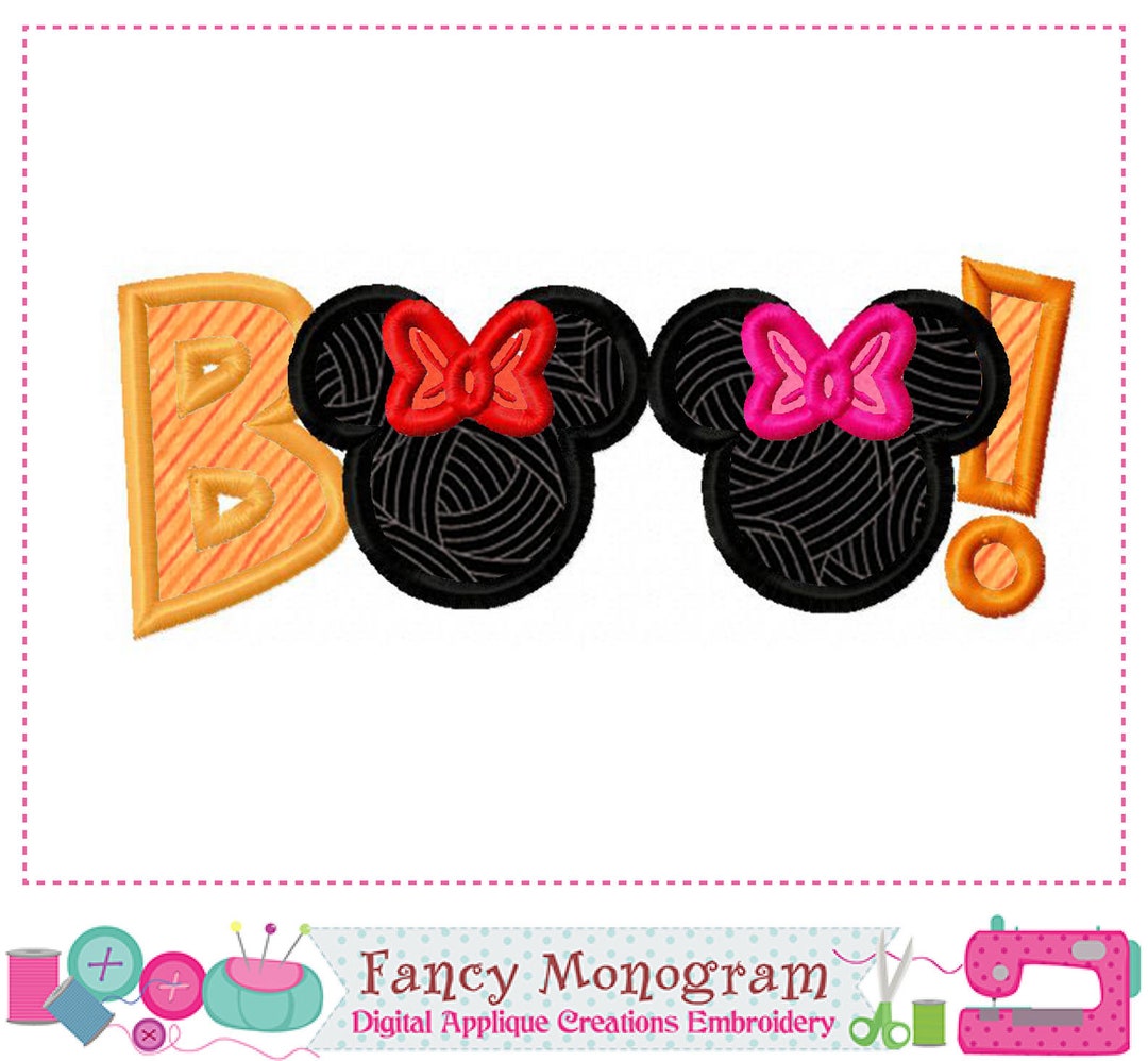 BOO Applique BOO Design BOO Embroidery Minnie Applique Minnie Design ...