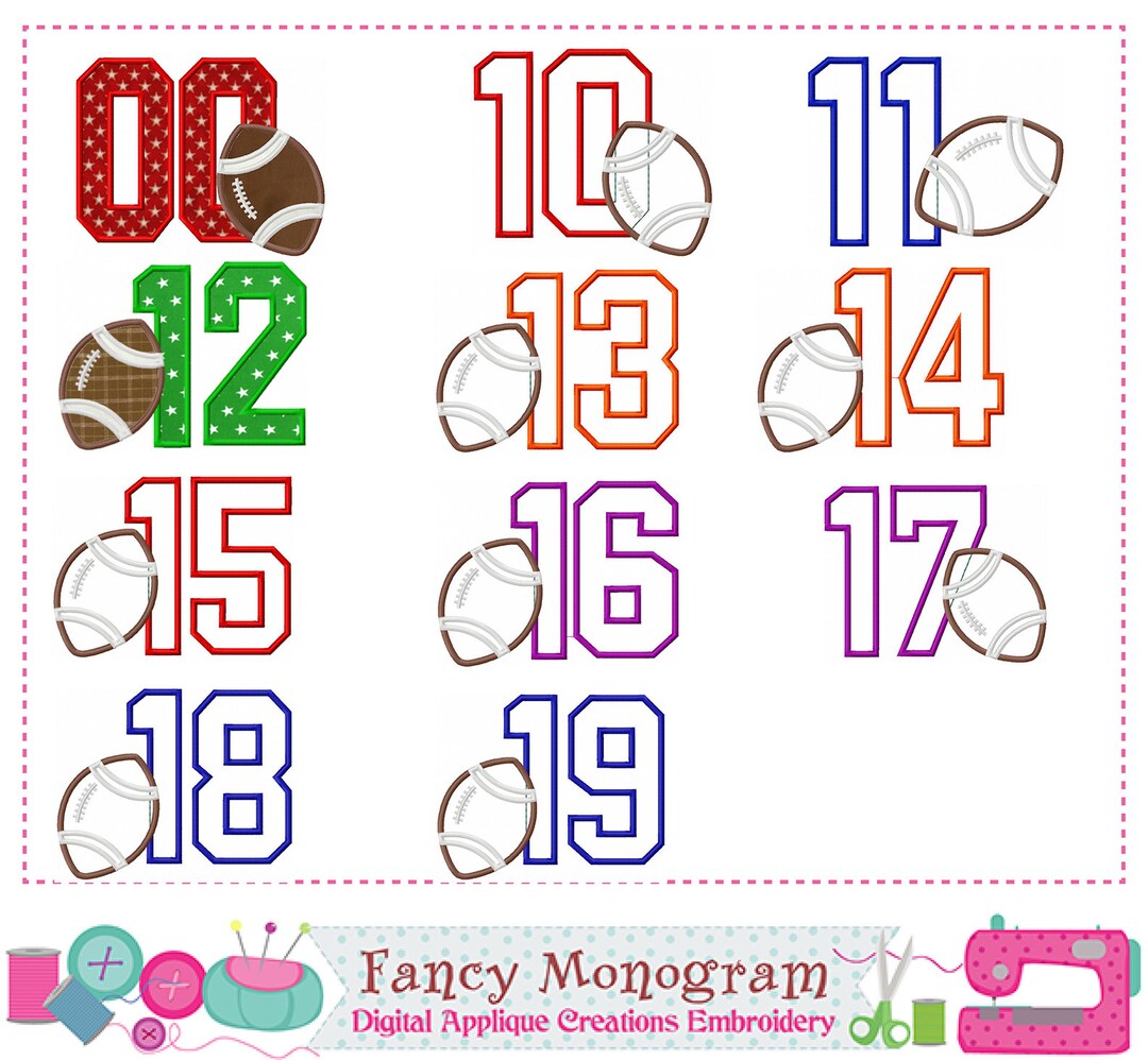 Machine Embroidery Numbers Football Applique Embroidery, Birthday ...