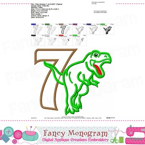 T-rex Numbers Embroidery T-rex Numbers Applique Dinosaur Embroidery T ...
