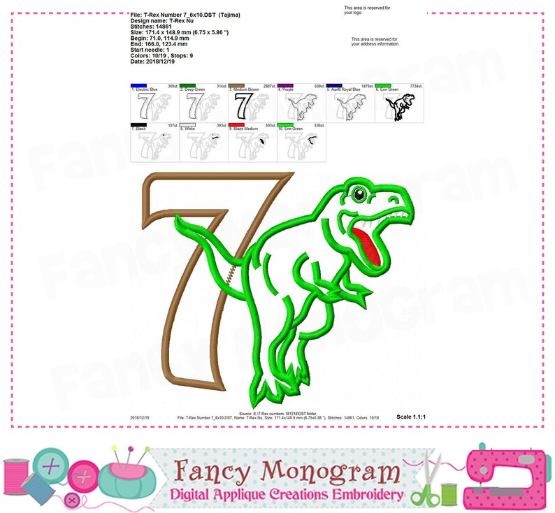 T-rex Numbers Embroidery T-rex Numbers Applique Dinosaur - Etsy