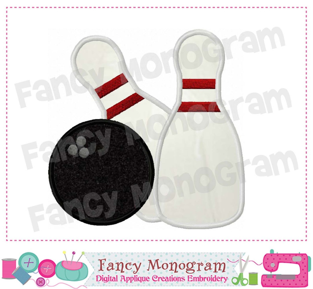 Machine Embrodiery Bowling Applique Embroidery Design - Bowling Shirt ...