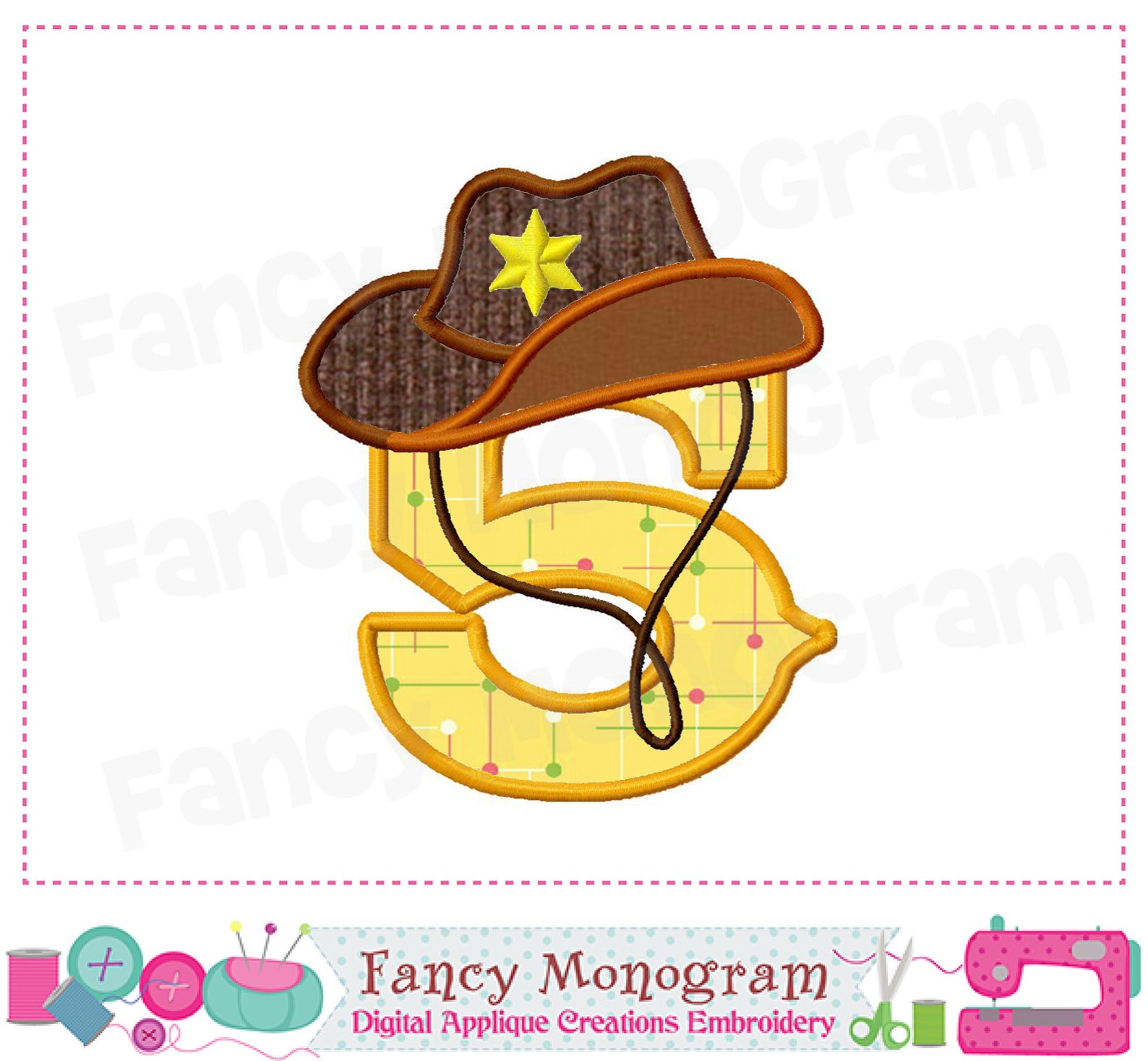 Cowboy Numbers Applique Design Birthday Numbers Embroidery Design ...